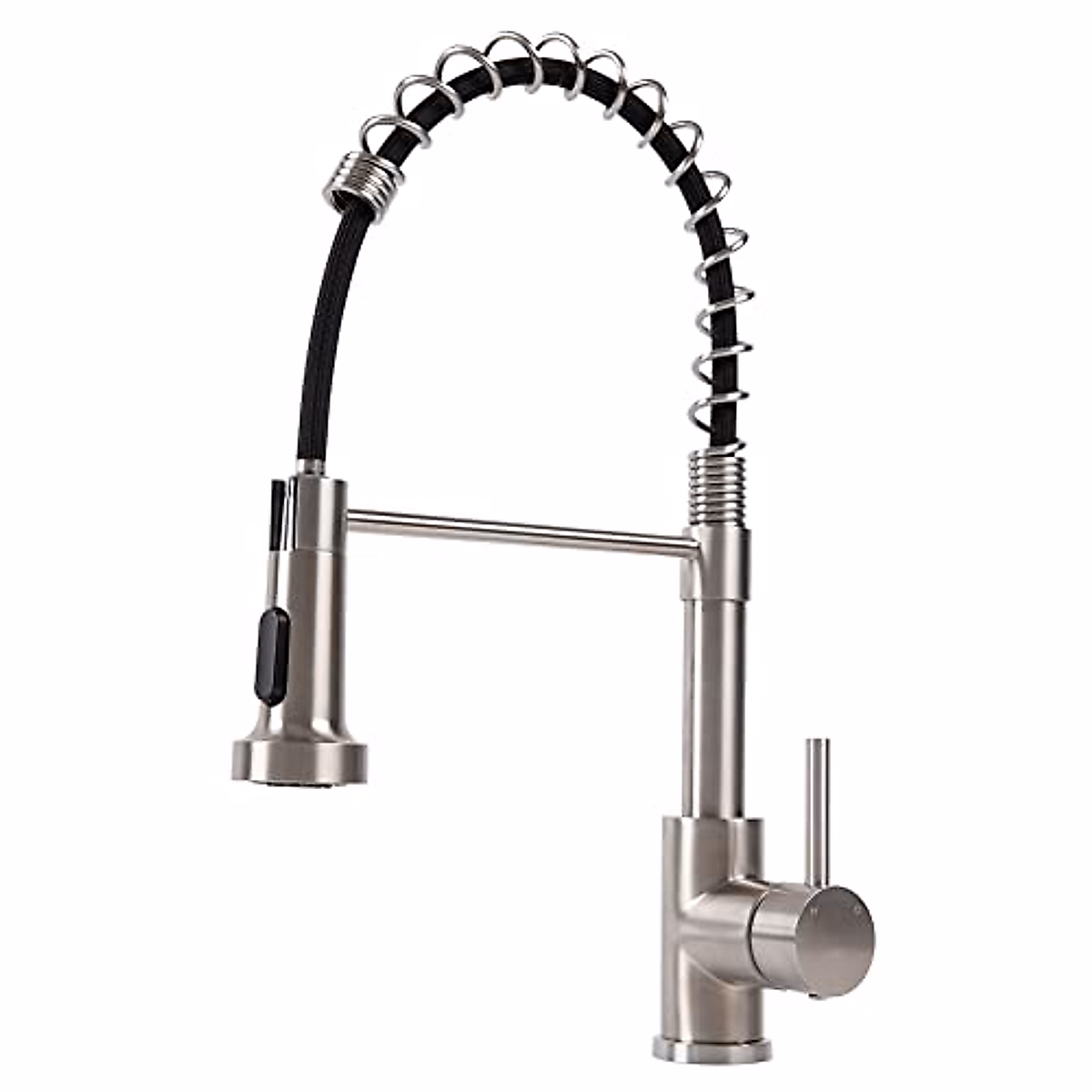 Allkorma Kitchen Faucet with Pull Down Sprayer, Commercial Spring Faucet for Sink, Brushed Nickel, SUS 304 Stainless Steel, Single Handle, 17.6"