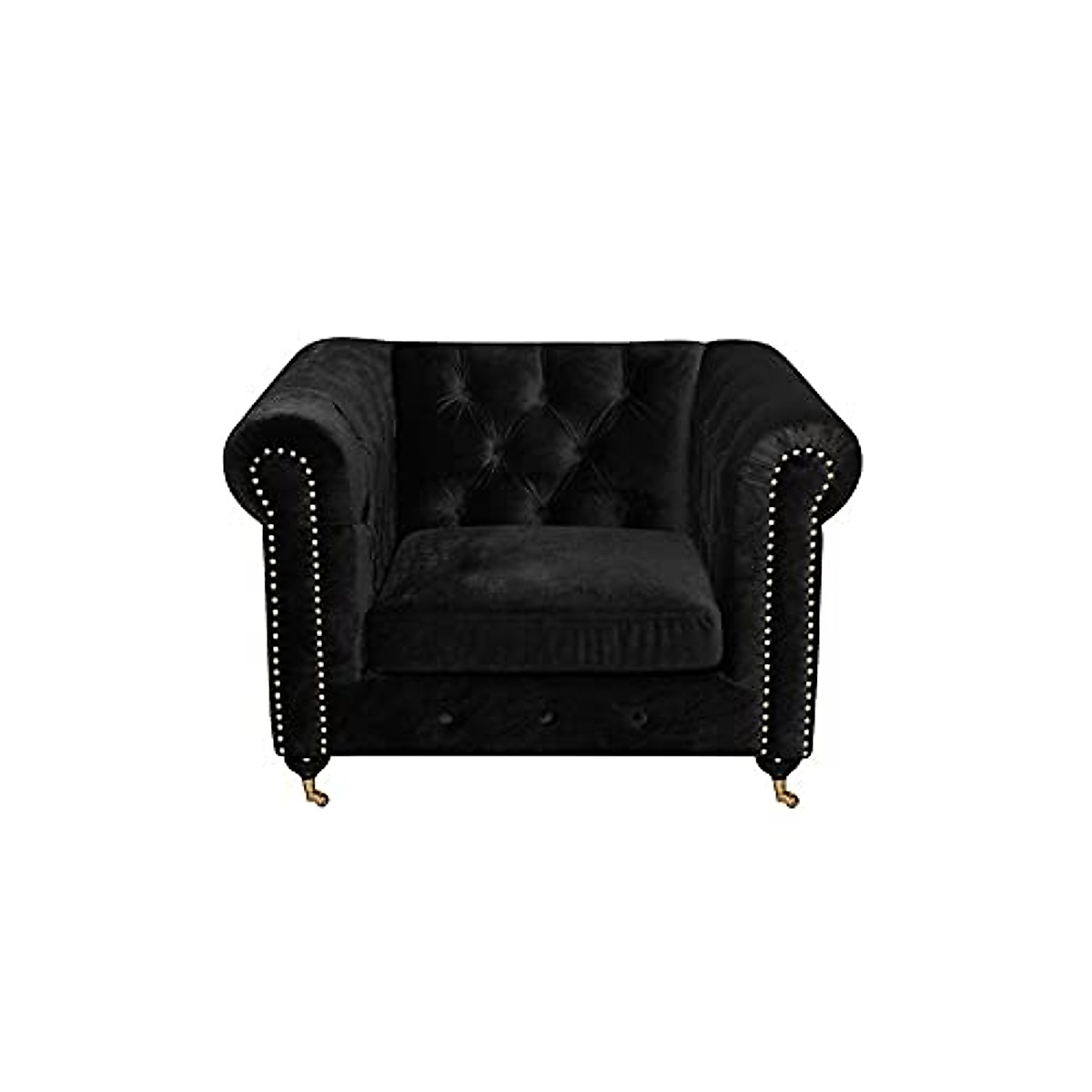 American Home Classic Claire 15" 1-Seat Traditional Velvet Sofa in Gold/Black