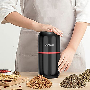 Watifisa Herb Grinder Electric Spice Grinder with Cleaning Brush, Herb Spice Coffee Grinder with Large Capacity - for Herbs, Fine Leaves, Peanuts, Pepper Beans, Mushrooms & Grains (Black)