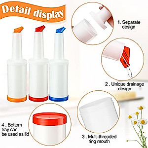 18 Pack Bar Pour Colorful Juice Pouring Bottle Containers 34 oz Plastic Juice Dispensers in 6 Colors for Bar Home Kitchen Party Supplies