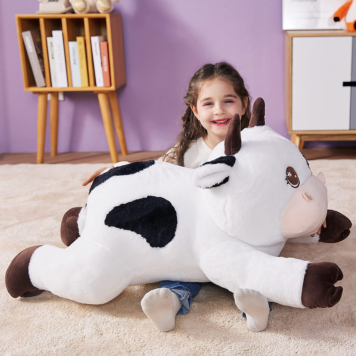 IKASA Giant Cow Stuffed Animal Plush Toy,30" Large Cute Jumbo Soft Toys,Huge Big Size Plushy Fluffy Fat Oversized Plushie