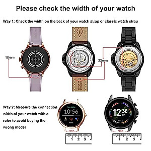 Lzwldan Stretchy Nylon Watch Bands for Fossil Women's Gen 5E 42mm/Gen 6 42mm,18mm 22mm Soft Elastic Wristband Loop Strap for Fossil Men's Gen 5 Carlyle/Garrett/Women's Julianna/Fossil Venture Gen 4 HR/Gen 3