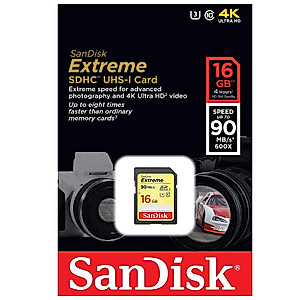 SanDisk Extreme 16 GB SD Card (5 Pack) Speed Class 10 UHS-1 U3 C10 4K HD 16G SDHC Memory Cards for Compatible Digital Camera, Computer, Trail Cameras