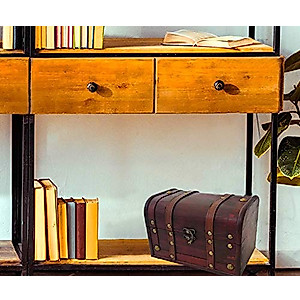 Wood and Leather Treasure Chest Box Decorative Storage Chest Box with Lock | Handcrafted Decorative Boxes with Lids for Home Decor | Wood Box with Lid | Small Chest | Wooden Stash Box