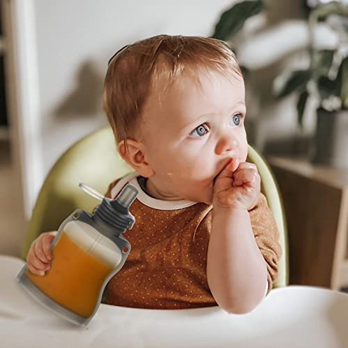 haakaa Reusable Silicone Yummy Pouch - Squeeze Refillable Baby Food Container| Self Feeding Puree,Smoothie Toddler Sippy Cup| Breastmilk Storage Bag|Freezer Safe Cereal Feeder Bottle 6M+,4.6 fl oz