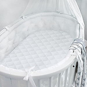 Bassinet Mattress Pad Cover 2 Pack Waterproof Bassinet Sheet Quilted Bassinet Mattress Protector (32"x17") for Boys & Girls, Fit for Hourglass/Oval Bassinet Mattress, White