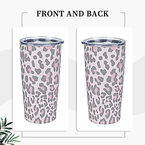 JASROTAO Pink Leopard Tumbler,Leopard 20oz Stainless Steel Insulated Travel Tumbler,Travel Coffee Mug with Lid and Straw Water Bottle Drink Tumbler Cups Gifts for Women Men