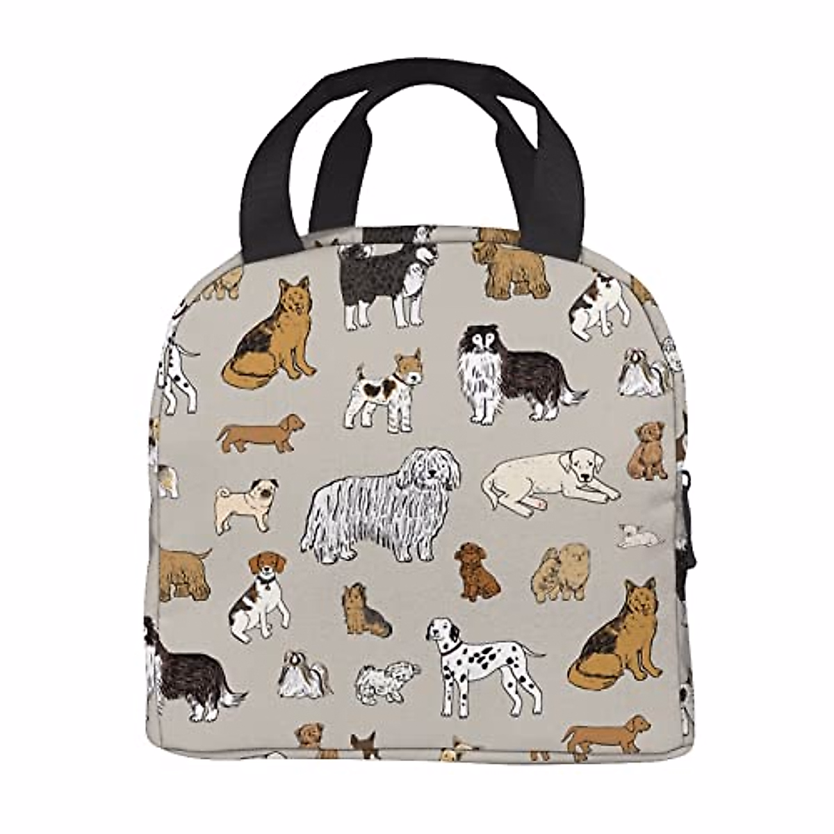 Gbuzozie Cute Dogs Animals Insulated Lunch Bag Leak Proof Tote Lunch Box With Zipper For Women Men Picnic Office
