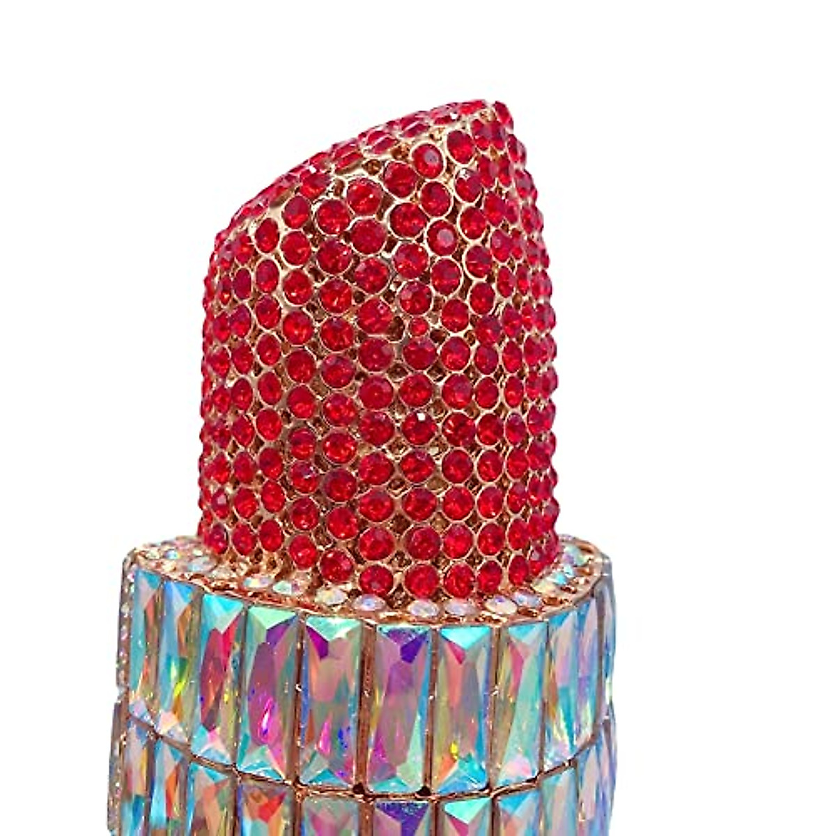 DEBIMY Women Rhinestone Crystal Lipstick Shape Evening Clutch Vintage Wedding Party Banquet Handbag Purses Red Black