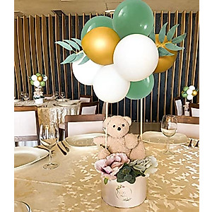 Olive Green Gold White Latex Balloons,52 Pcs Green and Gold Confetti Party Balloons For Birthday Baby Shower Engagement Wedding Anniversary Party Decorations.