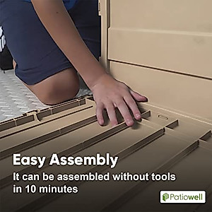 Patiowell 30 Gallon Resin Deck Box, Outdoor Storage Box for Patio Furniture, Deliveries, Pool Supplies,Waterproof and Lockable, Light Borwn