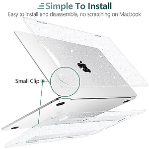 MEEgoodo Glitter Case for M3 MacBook Air 15 inch Case 2024 2023, Fit Model A3114 A2941 with M3 M2, Laptop Shell with Keyboard Cover & Camera Cover & OTG Adapter for 15.3" MacBook Air Case, Star Clear