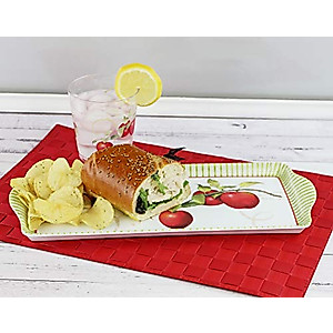 Calypso Basics Sanswich Reston Lloyd Collection by Sandy Clough Melamine Tidbit Rectangular Tray. Harvest Apple, Multicolor (06999)