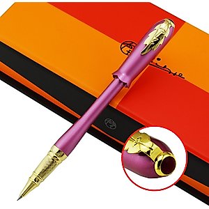 Lanxivi Picasso Greek Irene Purple Rollerball Pen for Woman, Bud Cap Leaf Clip Uniqu Style Gift Box Set