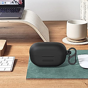 Geekria Silicone Case Cover Compatible with JBL Endurance Race True Wireless Earbuds, Earphones Skin Cover, Protective Carrying Case with Keychain Hook, Charging Port Accessible (Black)