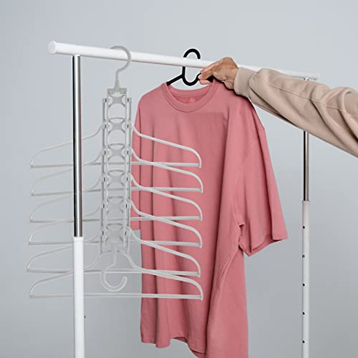 Tofficu Space Saver Hangers Hangers Space Saving Multifunctional Rotatable Plastic Clothes Rack Foldable Clothes Rack for Room Organization Hangers Space Saving