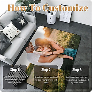 Custom Rug Personalized Area Carpet with Your Logo Image Text Photo, Anti Slip Washable Door Mat Decorative for Bedroom Living Room Office Garden Balcony etc 36 x 24 in