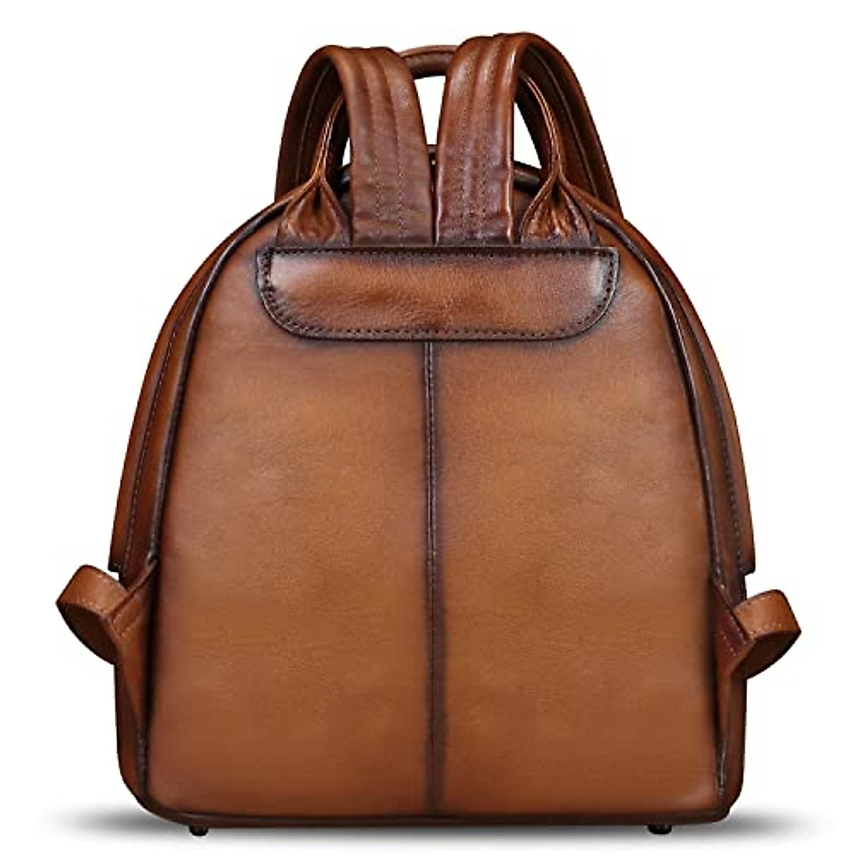 IVTG Genuine Leather Backpack Purse for Women Vintage Fashion Bookbag Handmade Casual Satchel Daypacks (LightBrown)