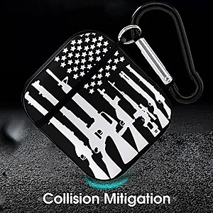 American Gun Flag Compatible with AirPods 2nd 1st Generation Case Cover Cute Funny Shockproof Protector for Men Women