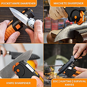 Orange Ninja All-in-1 Garden Tool & Knife Sharpener for Lawn Mower Blade,Scissors, Axe, Hatchet, Machete, Pruner, Hedge Shears by Sharp Pebble