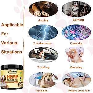 Pedode Hemp Calming Chews for Dogs Help with Dog Anxiety Relief, Stress, Seperation, Barking, Storms, Thunder - Dog Calming Treats - 120 Count - Beef Flavor