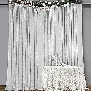SFN SKY 10ft x10ft Silver Spandex Curtain Party Wedding Backdrop Photography Background Photo Booth Backdrop Studio Background (Silver)