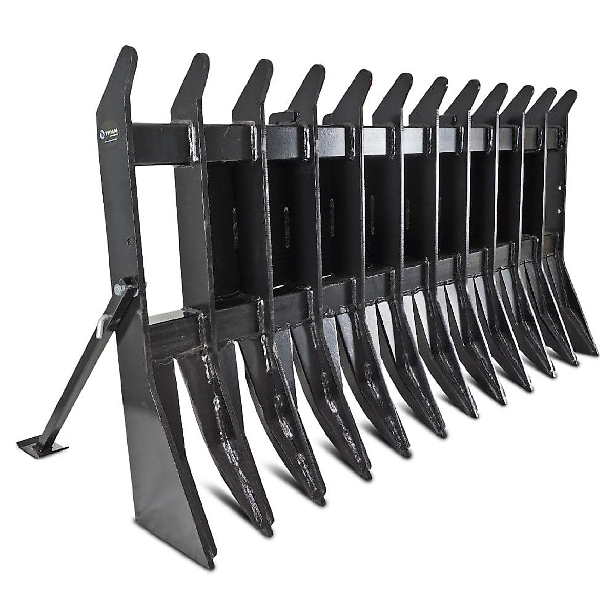 Titan Attachments Skid Steer Root Rake Attachment 66in Wide, Universal Quick Tach Hookup, Root Clearing Brush Rake, Land Clearing Site Prep Implement, Roll Debris, Silage, Brush to Burn Pile