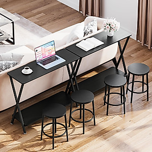 IDEALHOUSE Narrow Console Table, Sofa Tables Narrow Long Behind Couch Table, 2-Tier Industrial Entryway Table for Living Room, Hallway, Foyer (Black)