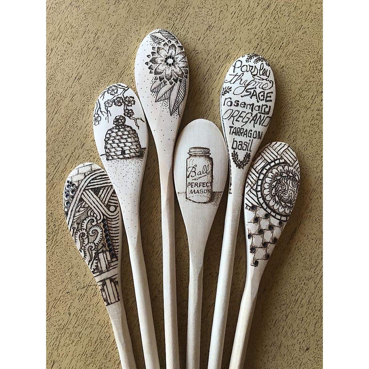 Kitchen Wooden Spoons Mixing Baking Serving Utensils Puppets 12 inch - Set of 24 ROUNDSQUARE