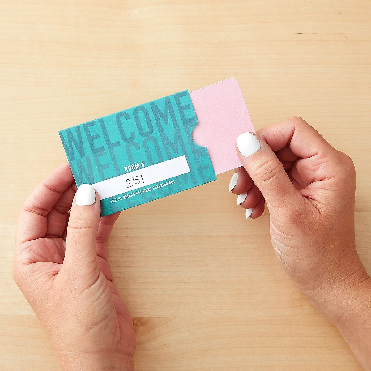 Stockroom Plus 500 Pack Hotel Key Card Envelopes, Key Sleeve for Residents, Room Card Envelope for Motel, Business, Bulk Printed Card Sleeves, Welcome Guests (Teal, 2.4x3.5 In)