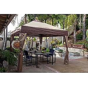 Z-Shade 10 x 10 Foot Lawn and Garden Event Outdoor Portable Canopy Gazebo Pop Up Shelter Tent with Skirts for Camping and Outdoor Parties, Tan