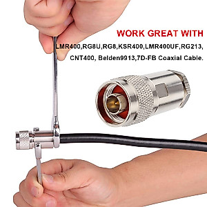 XRDS -RF N Male Connectors Clamp Plug Attach Adapter 50 ohm Rf Coaxial Connector for LMR400 /KMR400 Cable Belden 9913 RG8 Cable Pack of 2 Pieces
