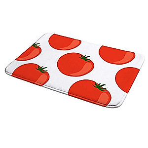 ZHONGJI Bath Mat Bath Rug Floor Mats Non-Slip Memory Foam Soft Rubber Back ﻿Bright Red Tomatoes Dry Fast Machine Washable Hotel Bathroom 36 x 24 Inch
