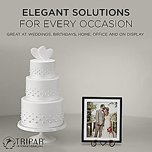 TRIPAR Small Black Metal Scroll Display Rack Easel for Bowls, Platters, Cookbooks, Plates, and Artwork