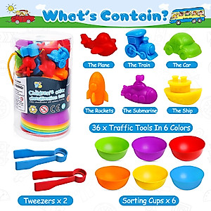 NAODONGLI Counting Transport Matching Game with Rainbow Bowls,Color Sorting & Sensory Training Montessori Preschool Education Learning Fine Motor Skills Easter Gifts for 3 4 5 Years Old Boys Girls