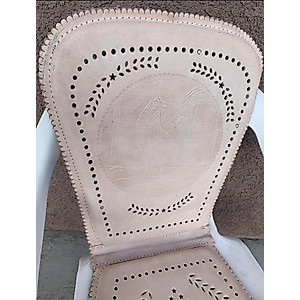 Leather Car Seat Cushion Body Positioner, Respaldo de Cuero para Carro Artesania Mexicana Natural