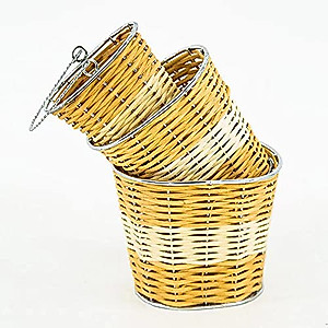 Generl Oval-3 pieces-wicker hand-woven Easter basket 7 inches, 5 inches, 3 inches, with handle) Woven frame-oval willow basket with stainless steel lining