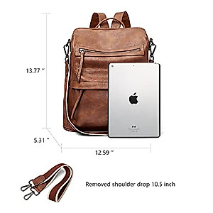 BROMEN Womens Backpack Purse Fashion Leather Backpack Purse for Women Travel Shoulder Bags Brown
