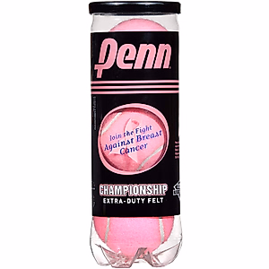 Penn Championship Pink Tennis Balls - Extra Duty Felt Pressurized Tennis Balls - 1 Can, 3 Balls