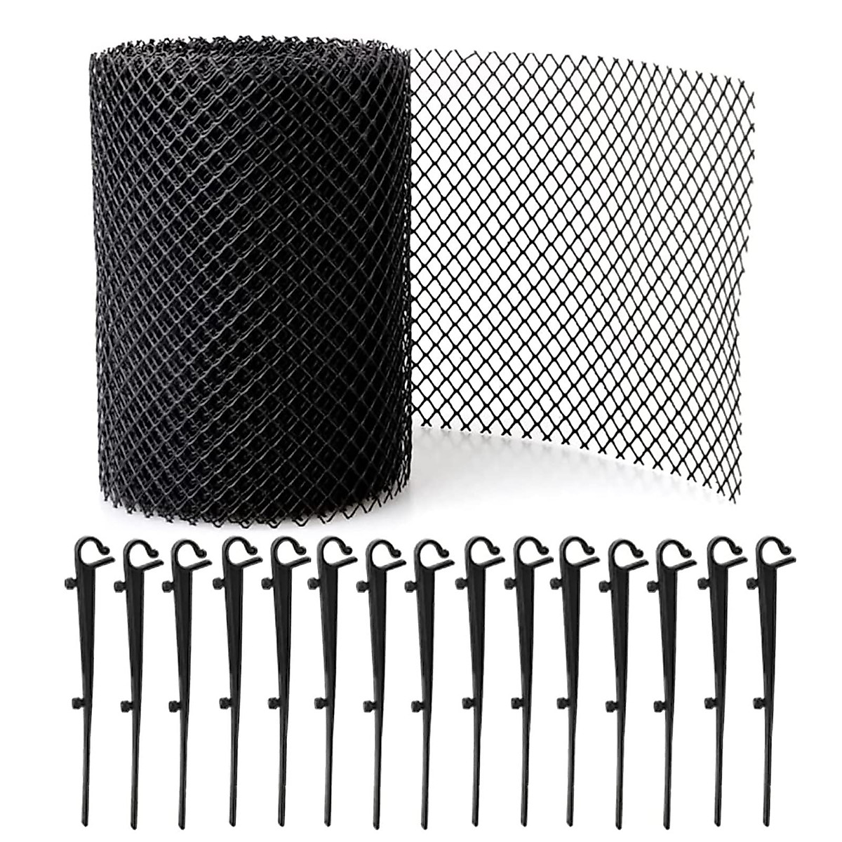 DEYROS Gutter Guard Mesh, 15cm X 6m Gutter Guards Leaf Protectors, Mesh Gutter Safeguard with 15 Fixing Hooks, Blocking Garbage Leaf Prevention Gutter Mesh for Leaves, Twigs and Branches