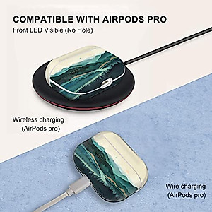 Lapac AirPod Pro Case Green Mountain AirPods Pro Case Cover Accessories Protective AirPods Pro Case Green Forest Cover with Keychain Durable Anti Lost Case for Wireless AirPods Pro Charging Case