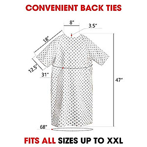 TALVANIA Hospital Gown - Unisex Patient Gowns - Back Tie - Fits up to XXL (1 Pack)