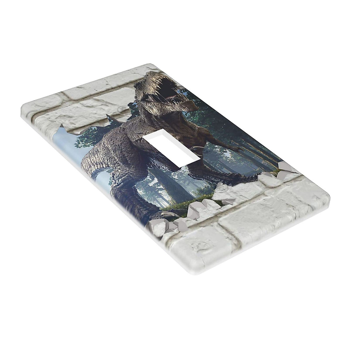 Dinosaur Single Toggle Light Switch Decorative Funny 1 Gang Wall Plate Electrical Faceplate for Kids Boys Playroom Nursery Bedroom Decor