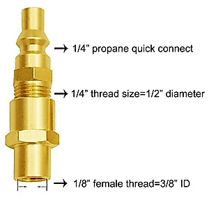 Joywayus Brass 1/8" NPT Female x 1/4" Propane Quick Connect Disconnect Conversion Plug Kit & 1/8" NPT Female x 3/8" Flare Male Adapter Fitting