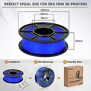 SUNLU PETG 3D Printer Filament, PETG Filament 1.75mm Dimensional Accuracy +/- 0.02 mm, 1 kg Spool, PETG Blue