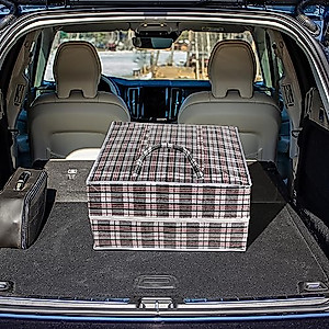 4 Pack Extra Large Durable Storage Tote Bag for Clothes with Strong Handle and Zipper, Sturdy and Water Resistant, Alternative to Moving Boxes, Packing Supplies, Checkered Moving and Organizer Bag