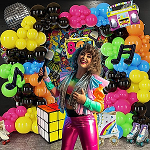 80s 90s Party Decorations 70s Retro Balloon Kit With Disco Ball Radio Skate Balloons For Freaknik Party Decor Disco Dj Music Throwback Birthdays, Proms, Back To The Future,Decades Dance themed Parties