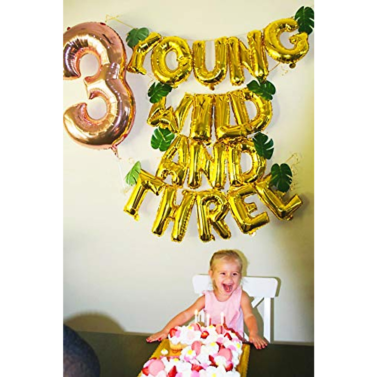 LaVenty 13PCS Young Wild and Three Balloon Young Wild and Three Banner Young Wild and Three Decorations for Boy Girl Third Birthday Decorations 3 Year Old Birthday Decor 3rd Birthday Balloon