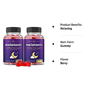 Melatonin Gummies for Kids & Adults | Natural Sleep Aid Drug-Free, Vegan Berry Flavor Kids Melatonin Gummy Supplement | 120 Sleep Gummies | 2.5mg, 5mg or 10mg Dose | Sleeping Pills Substitute (2-Pack)