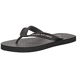 A | X ARMANI EXCHANGE Men's Logo Flip Flop, Black, 10
